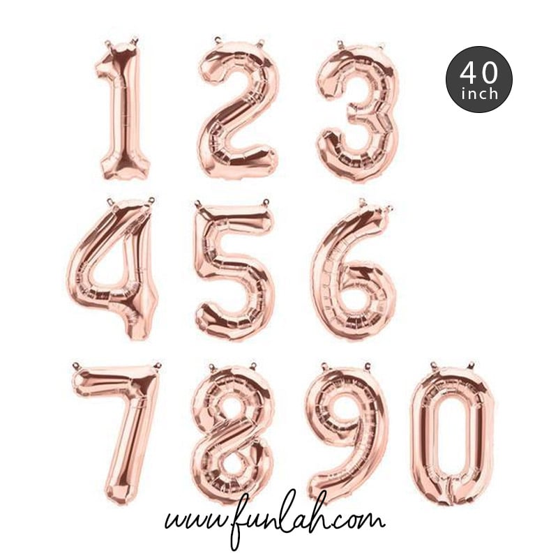 40 Inch Rose Gold Number Foil Balloons 0-9 | Helium Balloon