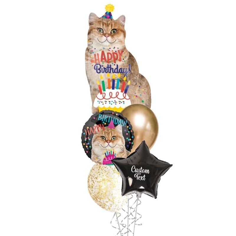 Happy Birthday Cat Balloon Bouquet | Custom Name